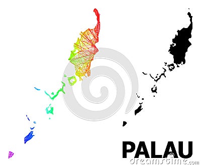 Hatched Map Of Palau Islands With Spectrum Gradient Vector Illustration ...