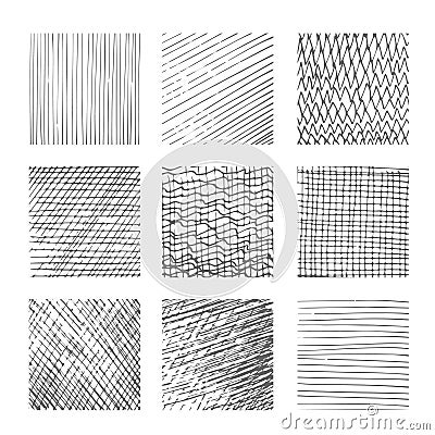 Hatching Textures, Cross Lines, Canvas Pattern Background Vector Set | CartoonDealer.com #84646410