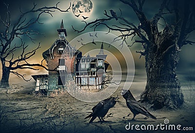 Haunted House With Crows And Horror Scene. Royalty-Free Stock Image ...