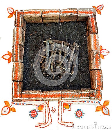 Havan Kund With White Background. Hindu Indian Tradition. Royalty-Free ...