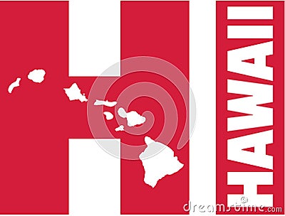 Hawaii With State Abbreviations HI And Map Cartoon Vector ...
