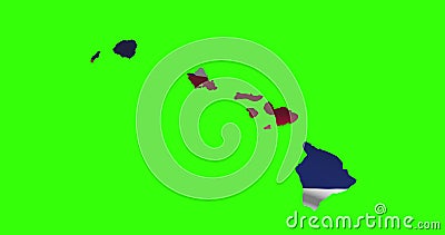 Hawaii State Map Outline with Flag Animation on Green Screen Stock ...