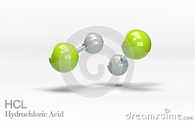 HCL Hydrochloric Acid. Molecule With Hydrogen And Chlorine Atoms. 3d ...