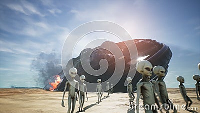 Aliens are Evacuated from a Fallen and Burning Spaceship Stock Video ...