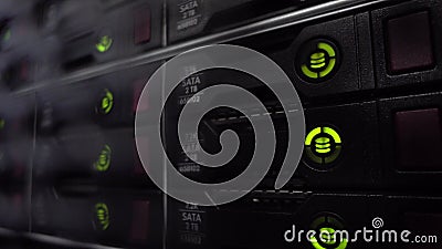 HDD Server Rack. Big Dark Data Center. Green Blink. Stock Video - Video ...