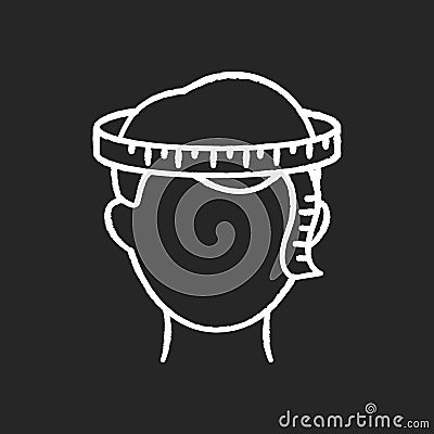 Head Circumference Chalk White Icon On Black Background. Human Body ...