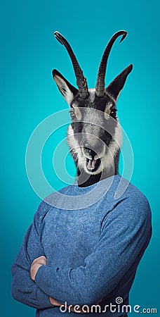 Head Of A Goat On A Man's Body Royalty Free Stock Photography - Image ...
