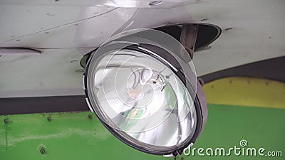 The Headlight on the Wing Lights Up Airplane Stock Footage - Video of ...