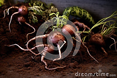 Healthy Organic Soil With Earthworms And Roots Stock Photo ...
