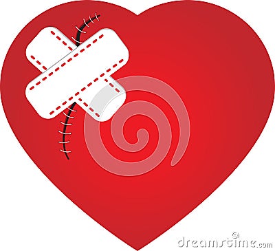 Heart With A Scar And A Plaster Vector Illustration | CartoonDealer.com ...