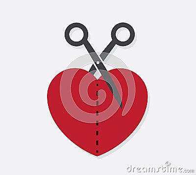 Heart Scissors Half Vector Illustration | CartoonDealer.com #32183008