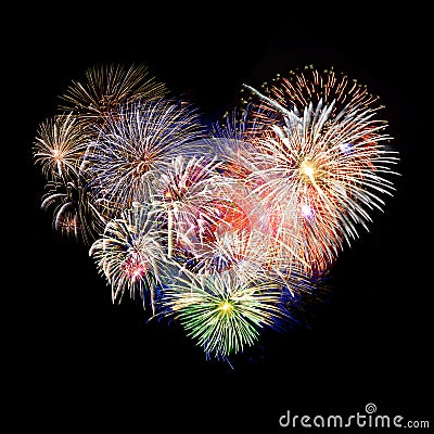 Heart Shaped Fireworks Stock Photo - Image: 52284896