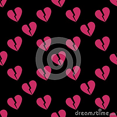 Heartbreak Or Breakup Vector Red Seamless Pattern - Heart Background ...