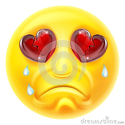 Heartbroken Crying Emoji Emoticon Vector Illustration | CartoonDealer ...