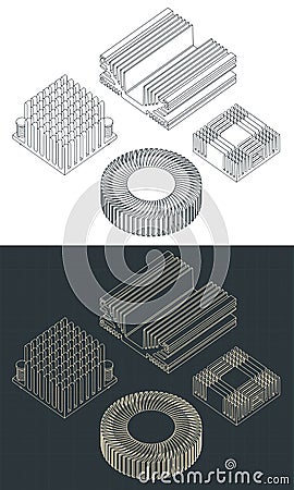 Heatsinks Set Drawings Vector Illustration | CartoonDealer.com #251322060
