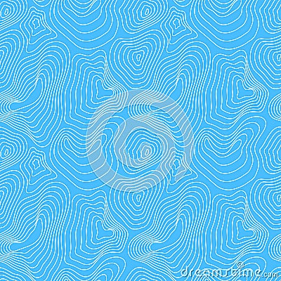 Heights Map, White Contour On Blue, Seamless Pattern Cartoon Vector ...