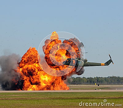 Helicopter Near Explosion Royalty Free Stock Photos - Image: 11781678
