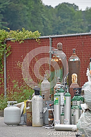 Helium Oxygen And Propane Tank Waste Recycling Editorial Image ...