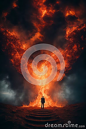 Hellfire Concept Art, Fire Storm, Man Standing In Front Of Fire Blast ...