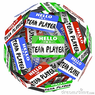 Hello I Am A Team Player Name Tag Stickers Sphere Working Together ...