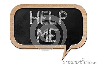 Help Me On A Speech Bubble Shaped Blackboard Stock Photo - Image: 49012087