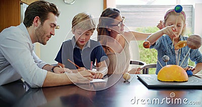 Help, Science Project and Learning with Family at Table for Education ...