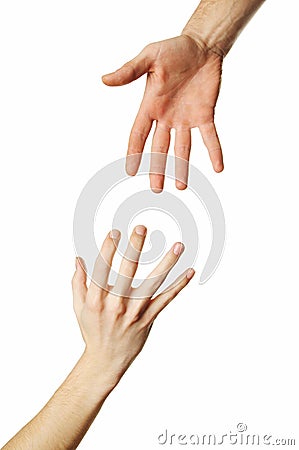 Helping Hands Reaching on White Stock Image - Image of bond ...