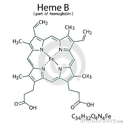Hemoglobin B Chemical Formula. Cell Of Blood. Molecular Structure ...