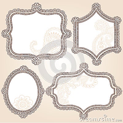Henna Tattoo Flower Frames Doodle Vector Design Stock Photos - Image ...