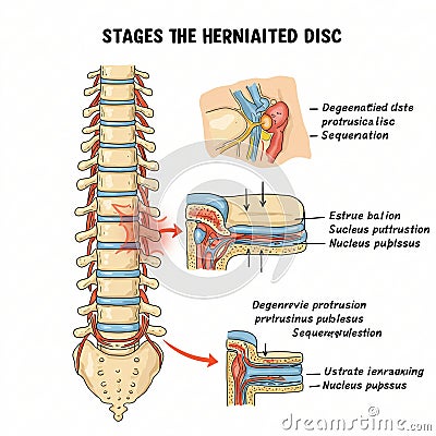 Herniated Disc Stages: A Detailed Medical Illustration Royalty-Free ...