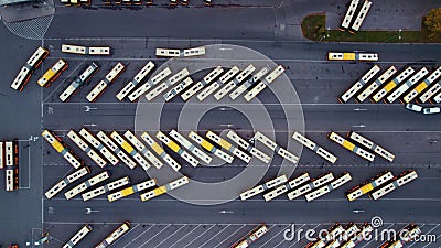 Herringbone Pattern Made of Various Buses and Coaches Standing at a Bus ...