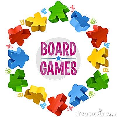 Hex Frame Of Multicolor Meeples Cartoon Vector | CartoonDealer.com ...