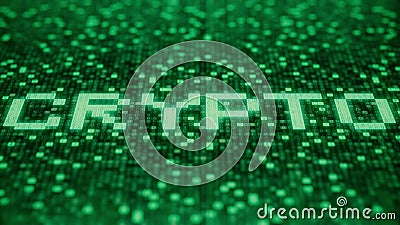 Hexadecimal Symbols on a Green Computer Screen Compose CRYPTO Word ...