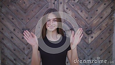 Hi, Hello, Woman Waving Hand, Welcome Stock Video - Video of hand ...