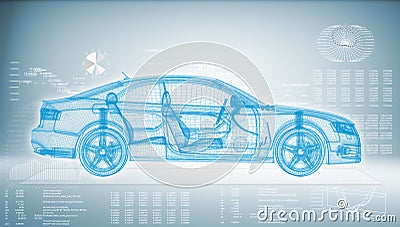 Hi-tech Car On A Blue Background Royalty Free Stock Image - Image: 34457456
