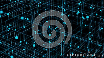 Hi-tech 3D Illustrated Animated Background of a Grid and Multiple ...