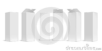 High Box Mockup. White Open Cardboard Packaging Long Boxes, Rectangular ...