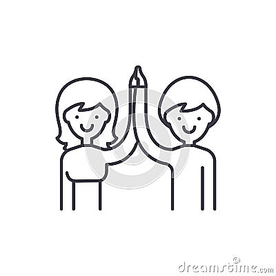 High Five Line Icon Concept. High Five Vector Linear Illustration ...