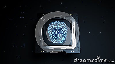 A High-powered CPU with an Image on the Lid of the Human Brain. Stock ...