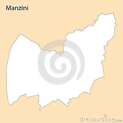 High Quality Map Of Manzini Is A Region Of Eswatini Vector Illustration ...