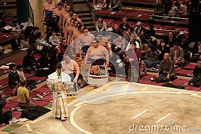 High Ranking Sumo Wrestlers Entering The Arena Editorial Photography ...