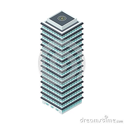 High-Rise Building In Isometric Projection Cartoon Vector ...