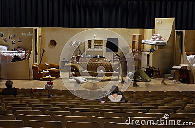 High School Play Stage Set Stock Image - Image: 3858601
