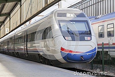 High speed train in station - Stock Image - Everypixel