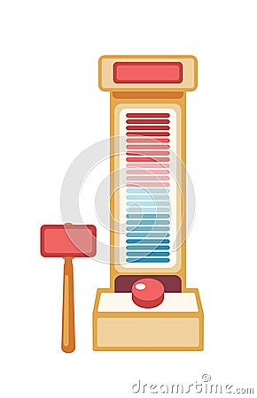 High Striker Machine Flat Vector Illustration. Strength Tester Game ...