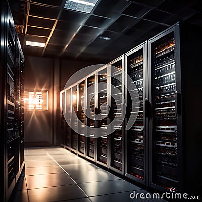 High Tech Computer Server Room Housing Centralized Information ...