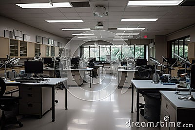 High-tech Science Lab With Computers, Microscopes, And Other Advanced ...