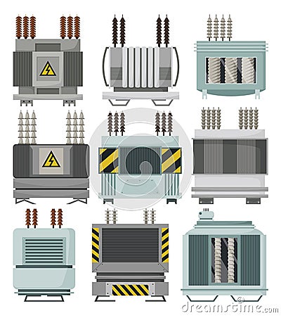 High Voltage Electrical Transformers And Isolators. Energy Substations ...