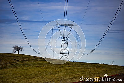 High Voltage Power Lines On A Farm Stock Photo | CartoonDealer.com ...