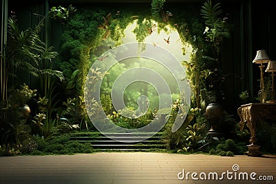 Highlight The Visual Appeal Of A Green Backdrop Stock Photo ...